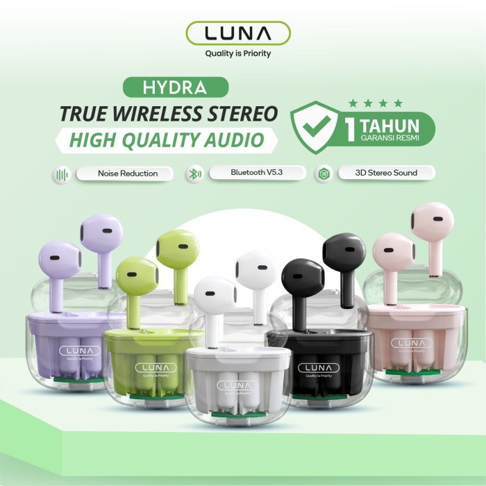 Jual Luna Tws Bluetooth Headset Transparent Powercase Gaming Mode Hydra ...