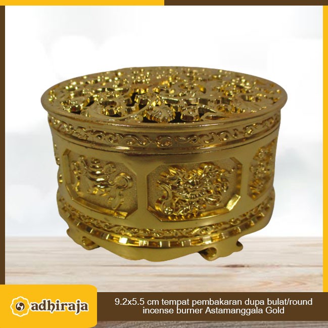 Jual Tempat Bakar Dupa Bulat / Round Incense Burner Astamanggala Gold ...