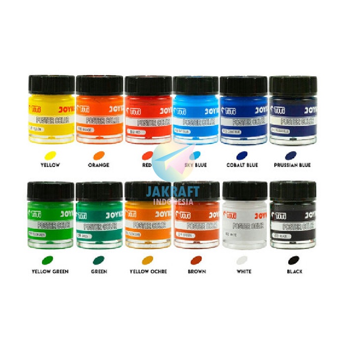 Jual Cat Lukis Poster Set 12 Warna Joyko Poc-10Ml-12 Paint Color Botol ...