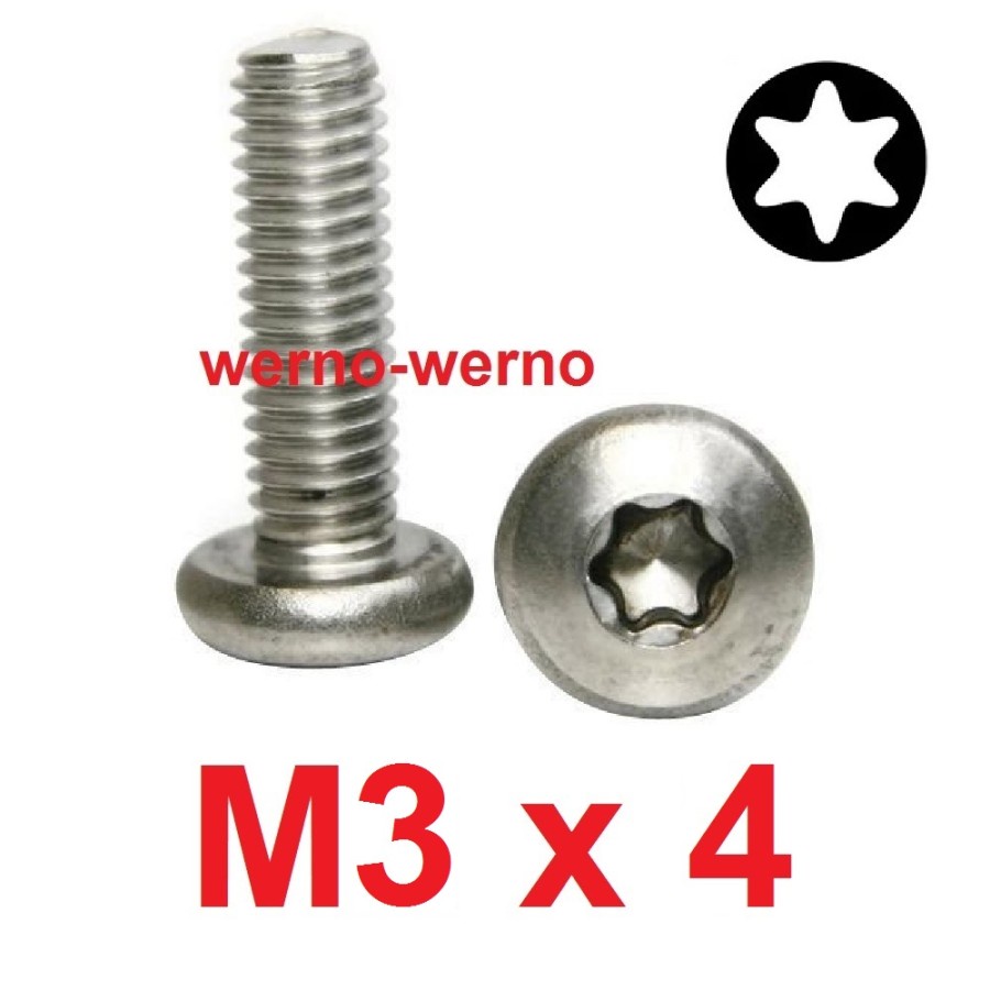 Jual Baut Torx M3x4 Stainless Bintang Pan Head Bolt 3mm x 4mm M3*4 ...