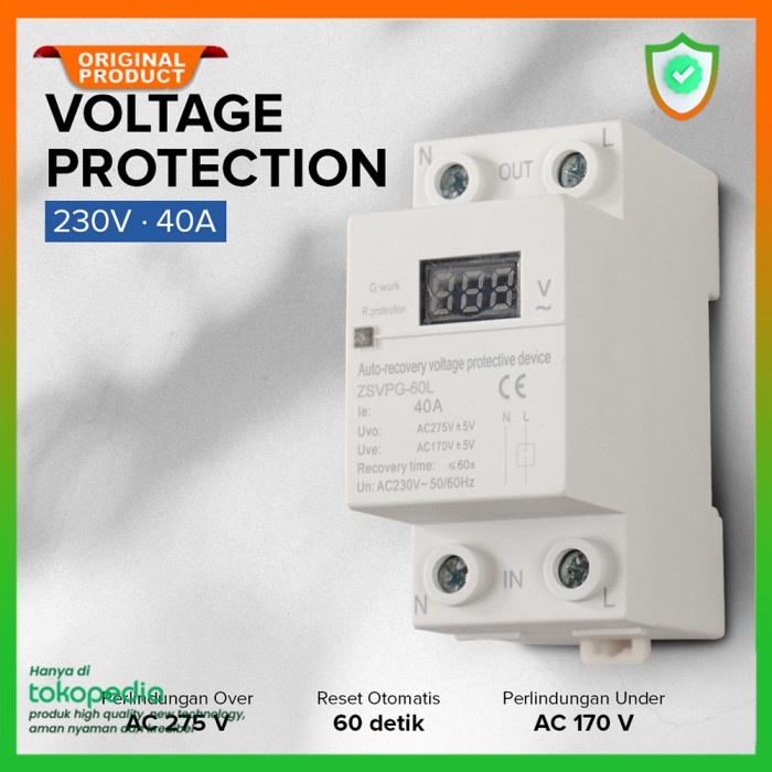 Jual Smart Alat Pemutus Tegangan Listrik Din Rail Over Under Voltage ...