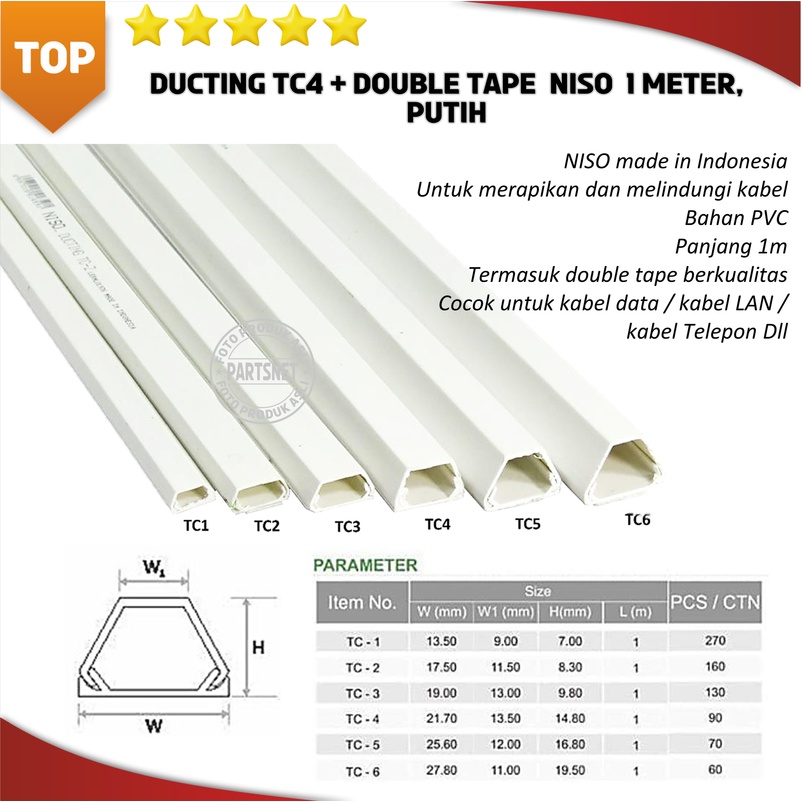 Jual cable duct TC4 ducting with double tape | Shopee Indonesia