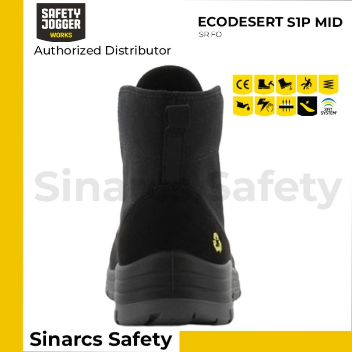 Jual Diskon Sepatu Safety Jogger Ecodesert S1P Mid - Black / Hitam ...
