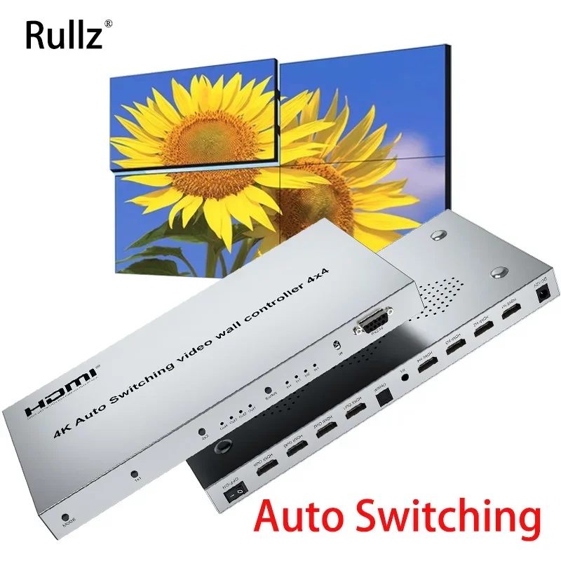 Jual BARU 4K 4x4 HDMI Video Wall Controller Auto Switching 1x3 1x4 2x2 Multi Screen Splicing ...