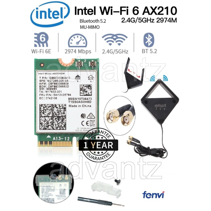 Jual Intel 6 Wifi 6E AX210 AX AC BT 5.2 Asrock Deskmini desktop kit ...