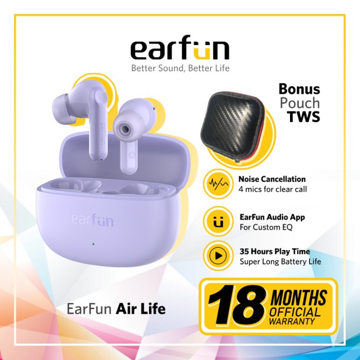 Jual New EarFun Air Life with 4 Mic AI, ENC TWS, BT 5.4, 12mm Driver ...