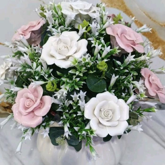 Jual Produk Terbaru Bunga Rangkai London Ukuran 30 Cm Warna Pink Putih ...