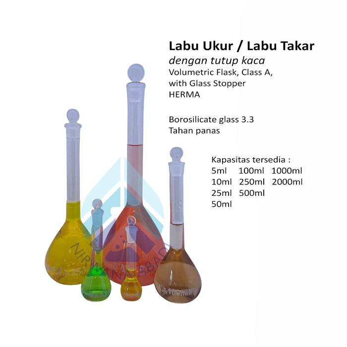 Jual JTTOP" LABU UKUR 25ML HERMA KLAS A TUTUP KACA, VOLUMETRIC FLASK GLASS STOPPER CLASS A ...