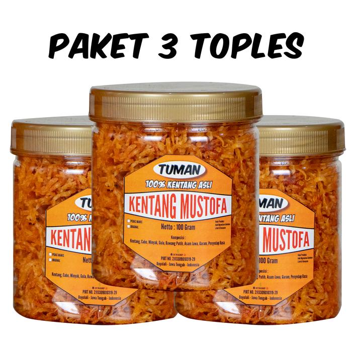 Jual Kentang Mustofa Tuman Paket 3 Toples Kemasan 130gram Pedas Manis ...
