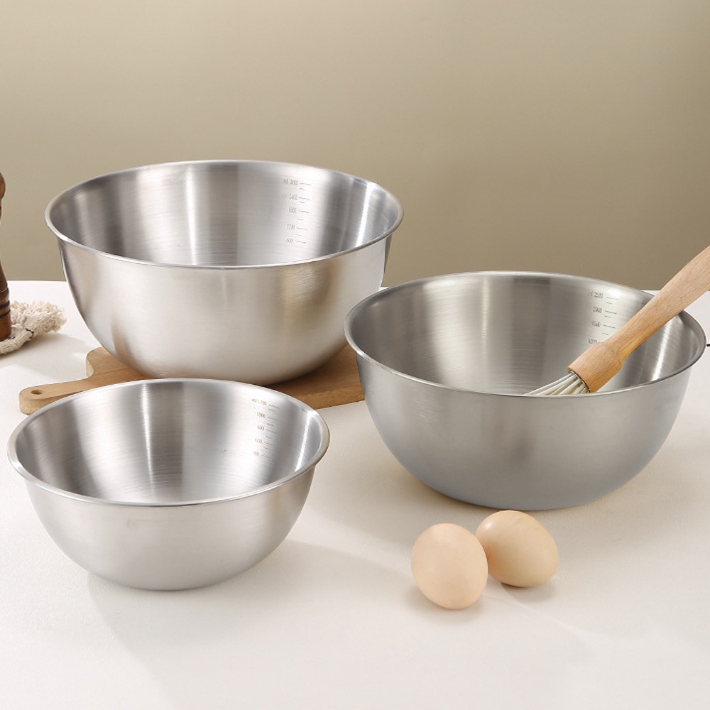 Jual 3pc/1Set 17/19/25CM Stainless Steel Gold And Silver Salad Bowl ...