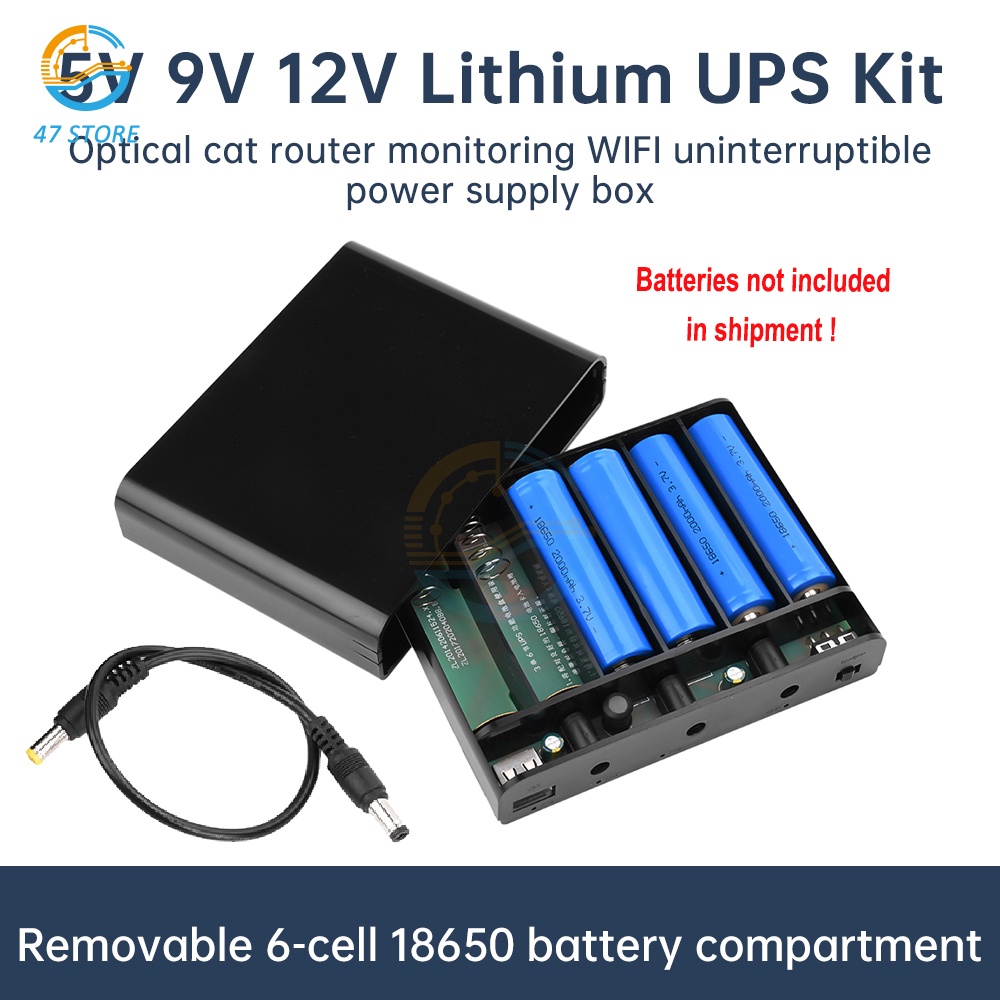 Jual DC UPS 5V 9V 12V Output 6x 18650 Battery Uninterrupted Power ...