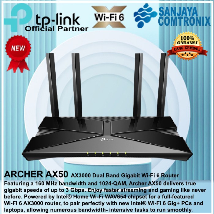Jual Tp-Link Archer Ax50 Ax3000 Dual Band Gigabit Wi-Fi 6 Router ...