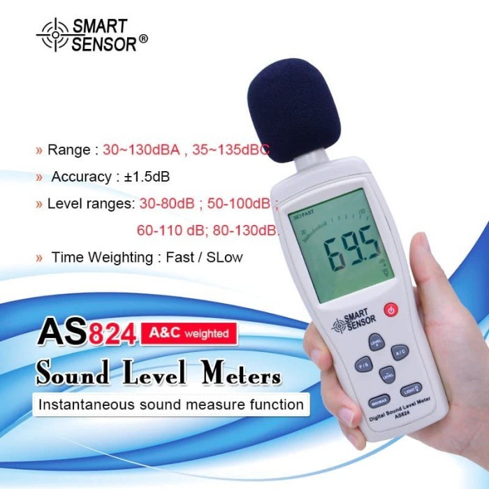 Jual Sound Level Meter Sertifikat Kalibrasi Smart Sensor AS824 ...