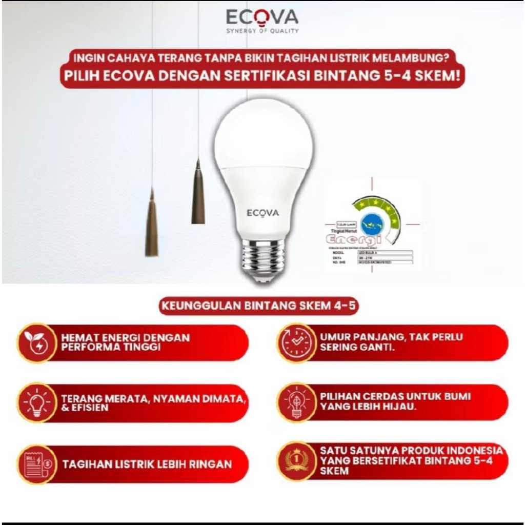 Jual [Paket MultiPack] Ecova Lampu LED Bulb Family Pack 9W 9 W 9 Watt ...