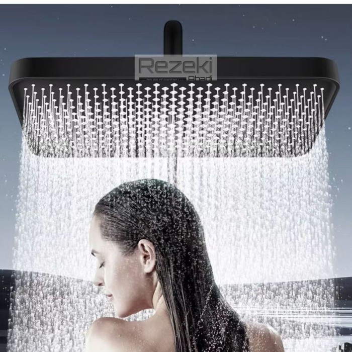 Jual Wall Shower Tembok Kotak Hitam Premium Rain Shower Model Tanam ...