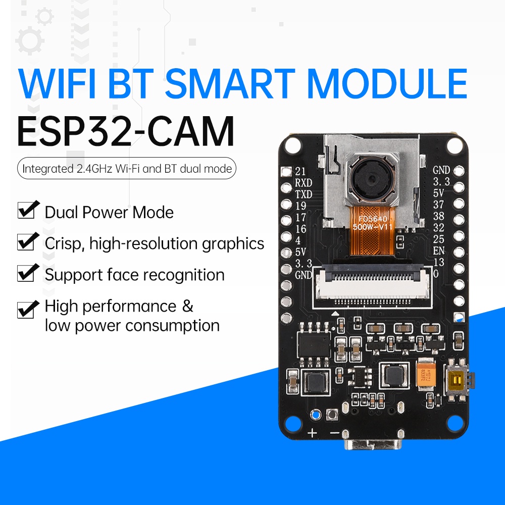 Jual ESP32-CAM Development Board WiFi Bluetooth Module OV5640 AF-72mm Camera 500W Pixel Type-C ...