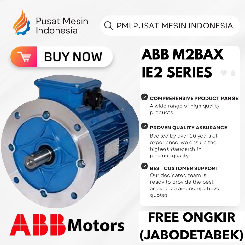 Jual ELEKTRO MOTOR ABB IE2 2P B5 22KW 30HP M2BAX 180MLA2 3PHASE/ DINAMO ELECTRIC MOTOR/ DINAMO ...
