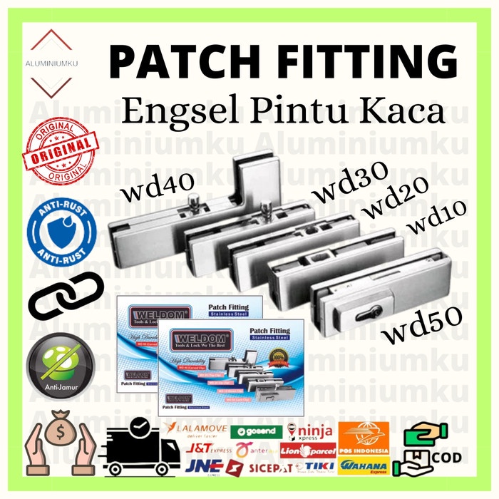 Jual Kunci Pintu Kaca Tempered Weldom WD50/Patch Fitting Corner Lock ...