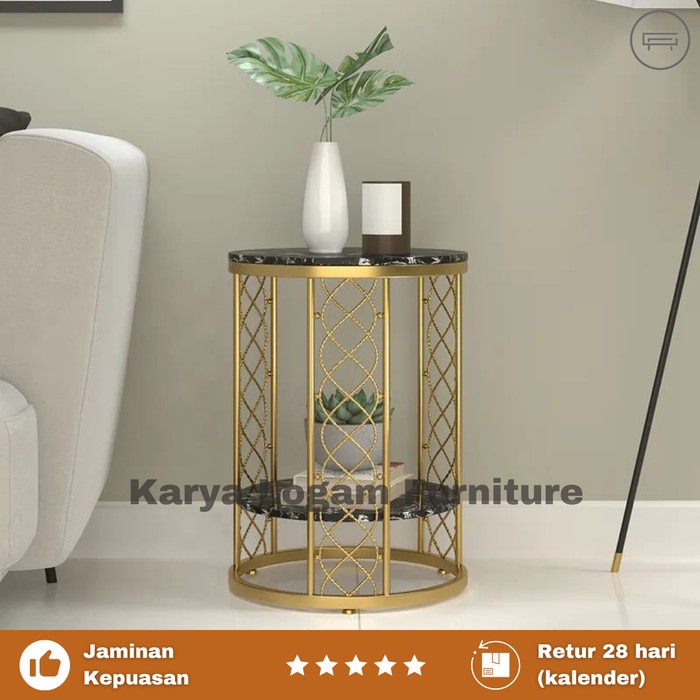 Jual Side Table Mewah Modern - Meja Sudut Rangka Stainless Gold Top ...