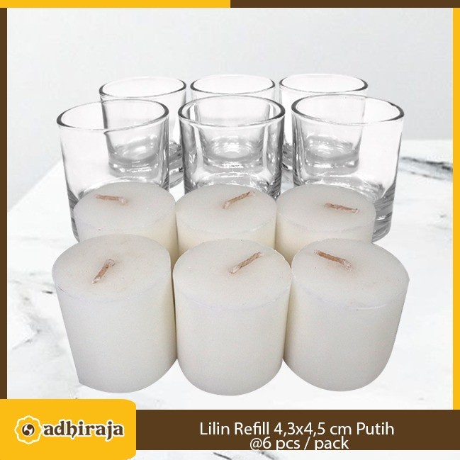 Jual ROYzC- Refil Lilin Gelas Putih Isi Ulang Stearin 5x6 cm isi 6 pcs ...