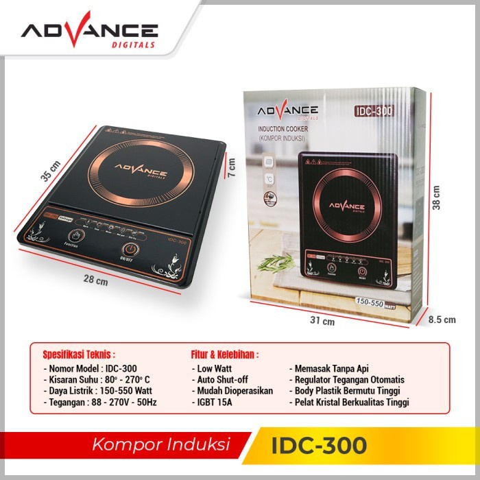 Jual KOMPOR LISTRIK INDUKSI ADVANCE IDC-300 150-500W INDUCTION COOKER | Shopee Indonesia