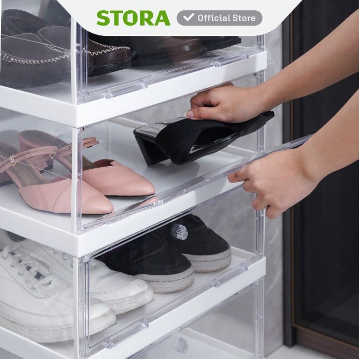Jual ora Rak Sepatu Foldable Double Shoe Rack Organizer Sandal Sepatu ...