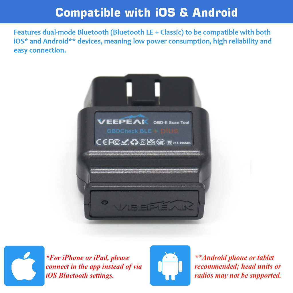 Jual Veepeak Obdcheck Ble+ Bluetooth Obd2 Scanner Car Diagnostic Code ...