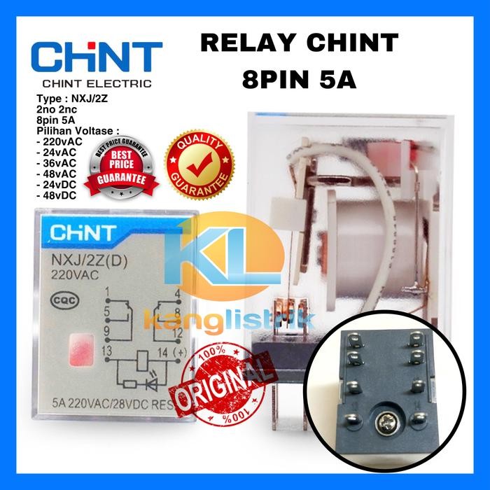 Jual JT READY RELAY CHINT 8 PIN 8 KAKI 5A 220V 24V 36V 48V 2NO 2NC NXJ/2Z | Shopee Indonesia