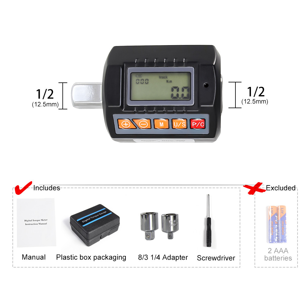 Jual ALLSOME Adjustable 1/2 Digital Torque Gauge for Bicycle Car Repair ...