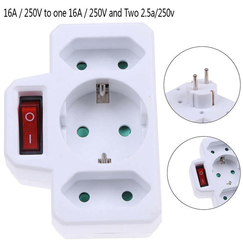 Jual New European Type Conversion Plug 1 TO 3 Way EU Standard Power ...