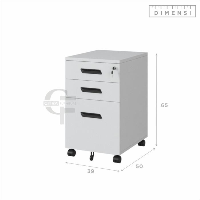 Jual Shumo Pedestal Meja 3 Laci Drawer Besi Cabinet Laci Meja Roda ...