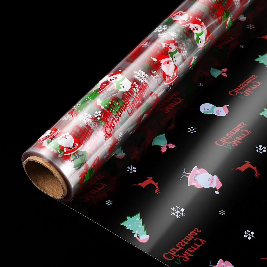 Jual Clear Vinyl Wrap Christmas Stickers Cellophane Packaging Roll ...