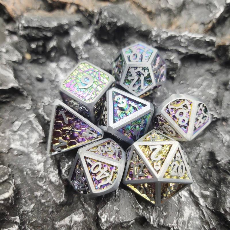 Jual D-War Metal Dice DND RPG Geometry Digital Suit Board Game Dice ...