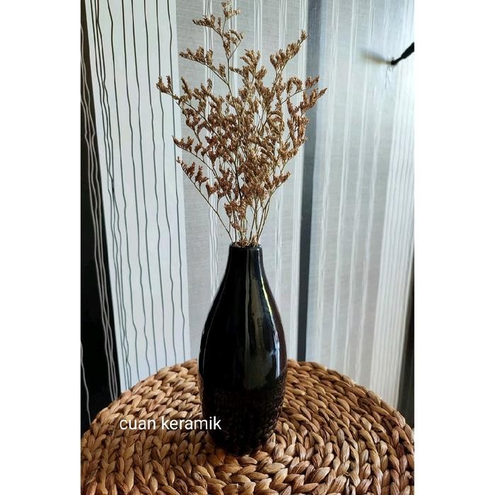 Jual JTTOP" VAS/VASE BUNGA KERAMIK GENTONG BLACK MODERN | Shopee Indonesia