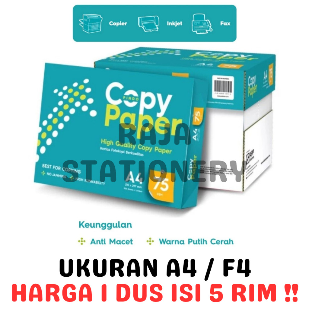 Jual KERTAS HVS A4 F4 COPY PAPER A4 75GR F4 FOLIO PHOTOCOPY KERTAS ...