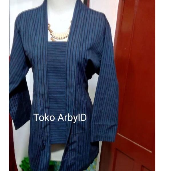 Jual Limited Model Baru.. Surjan Lurik Pria Dan Kebaya Lurik Wanita Motif Lurik Biru Baju Adat ...