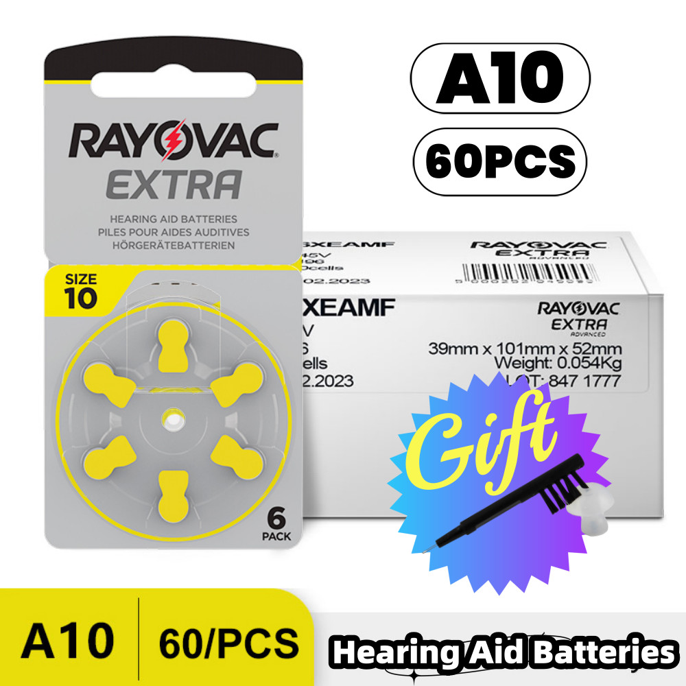 Jual 6-60PCS Rayovac Extra Hearing Aid Batteries Battery A10 10A PR70 ...