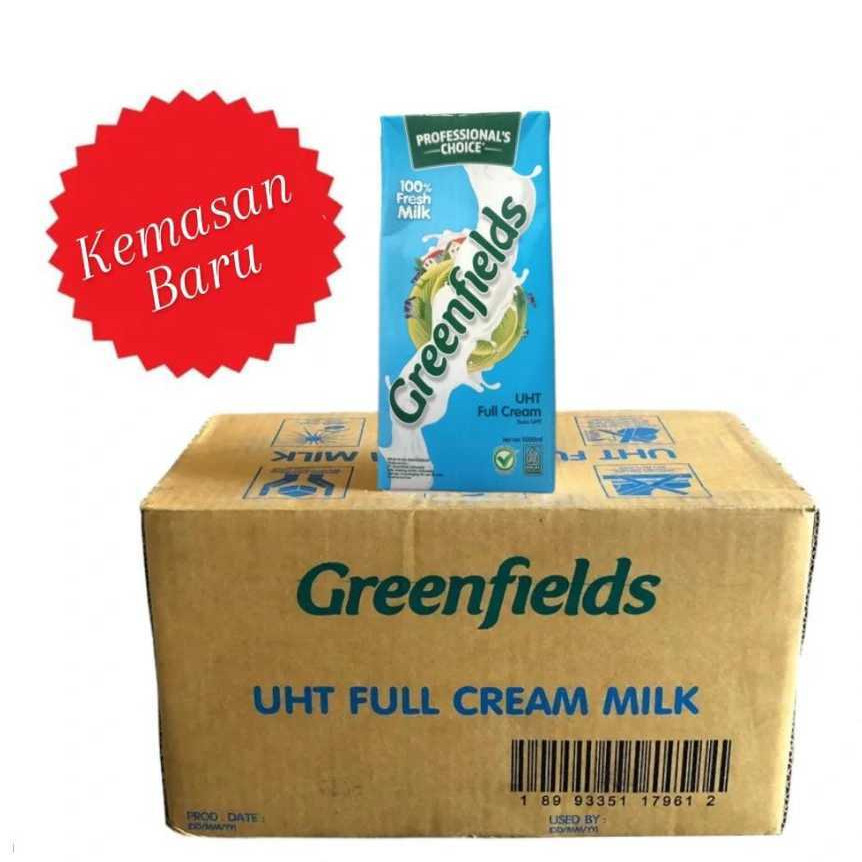 Jual GREENFIELDS SUSU UHT FULL CREAM MILK 1000ML | Shopee Indonesia