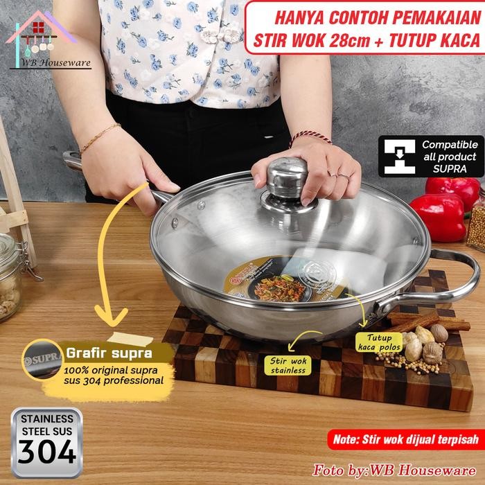 Jual Dapur Damai - Supra Tutup Panci Kaca 28Cm Knob Stainless Viliron ...