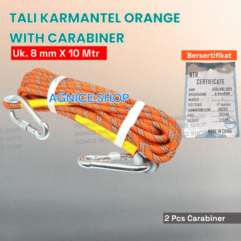 Jual Tali Panjat KARMANTEL NTR Tali Rope Safety Climbing 8mm X 10Meter ...