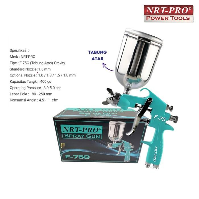 Jual SPRAYGUN CAT SEMPROT TABUNG ATAS NRT-PRO F75G AIR SPRAY GUN F-75 G ...
