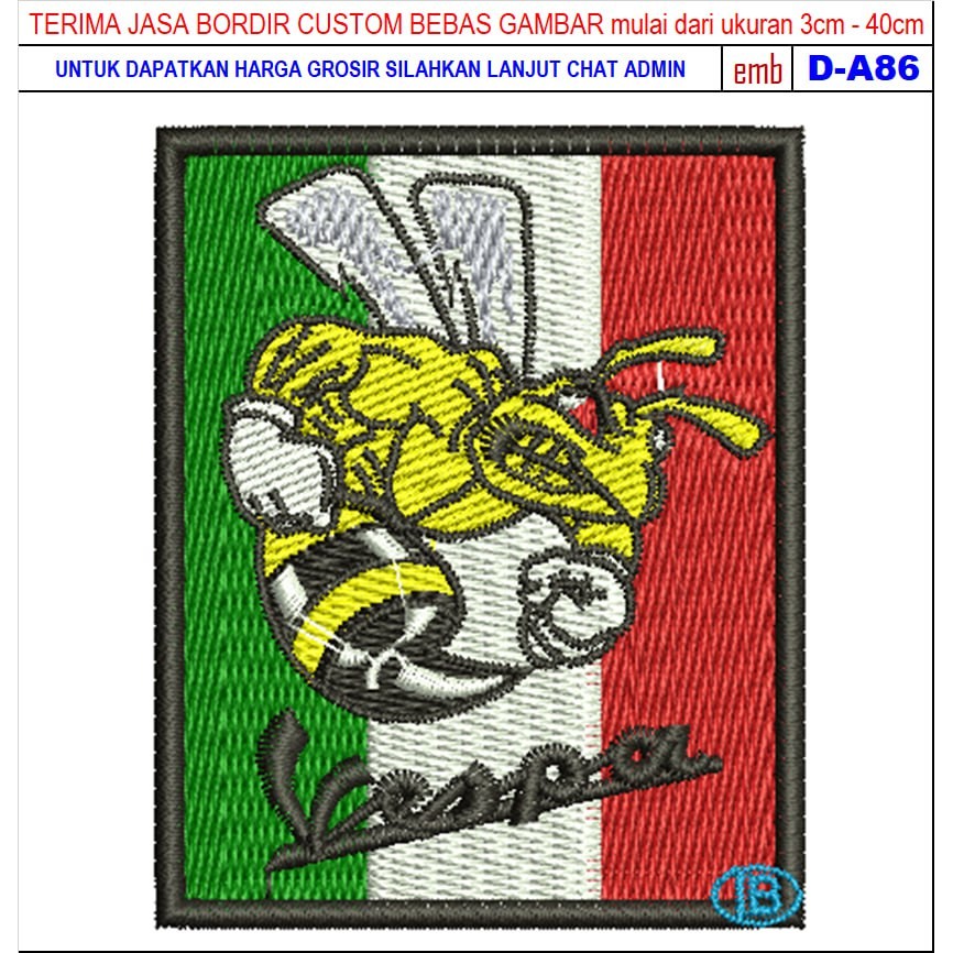 Jual HD-62 VESPA FLAG ITALIAN BEE HORNET/WASP PATCH BORDIR LOGO ...