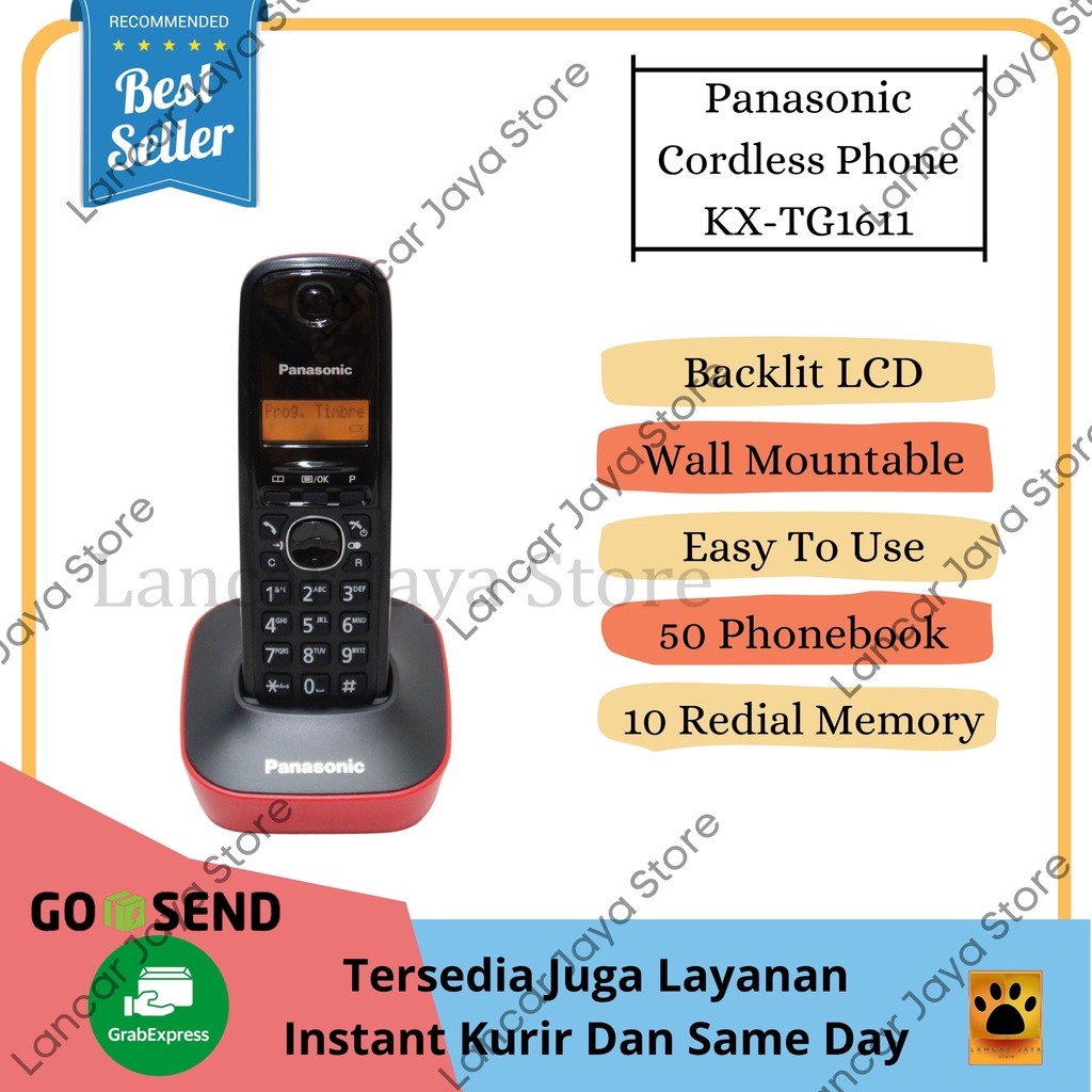 Jual Panasonic Telepon Rumah / Kantor Wireless KX-TG1611 Merah Telpon Wireless Panasonic ...