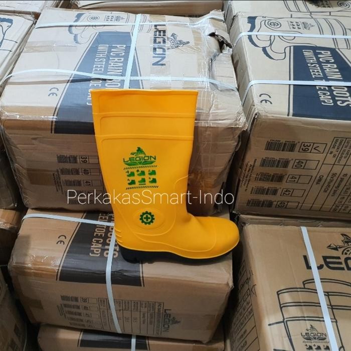 Jual Legion Sepatu Boot Safety Kuning Pvc Besi Pelindung Toe Cap Anti ...