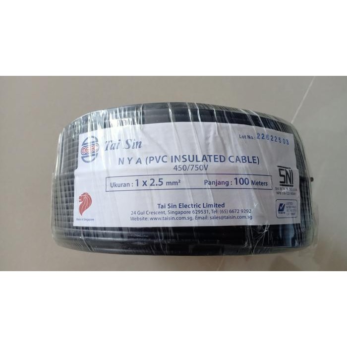 Jual Kabel Listrik Merek Taisin 2.5Mm 100M Nya Sisir Made In Singapore ...