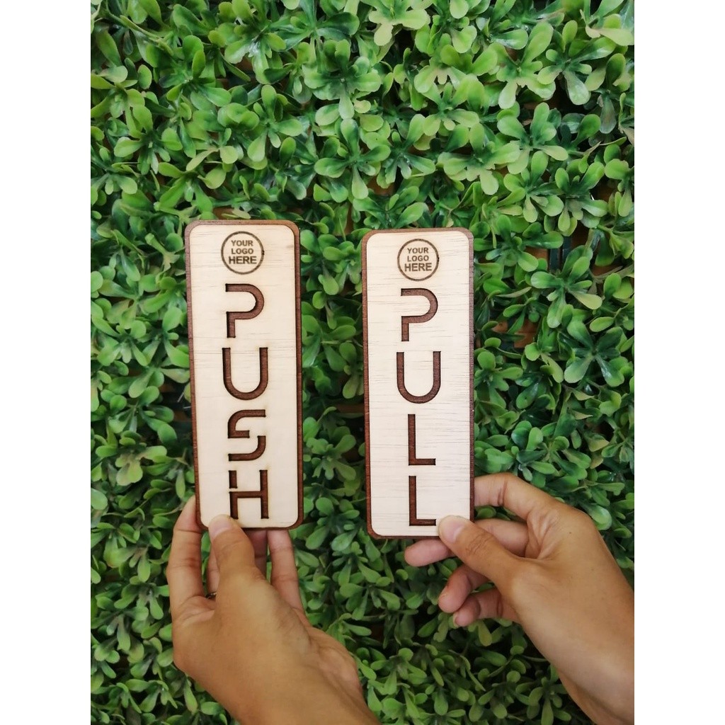 Jual Signage Kayu Push Pull Dorong Tarik Pintu Custom Logo | Shopee ...