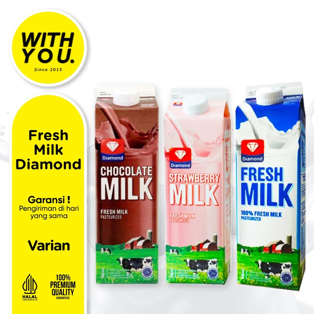 Jual Fresh Milk Diamond All Variant 946ml ( Plain Coklat, Strawberry ...