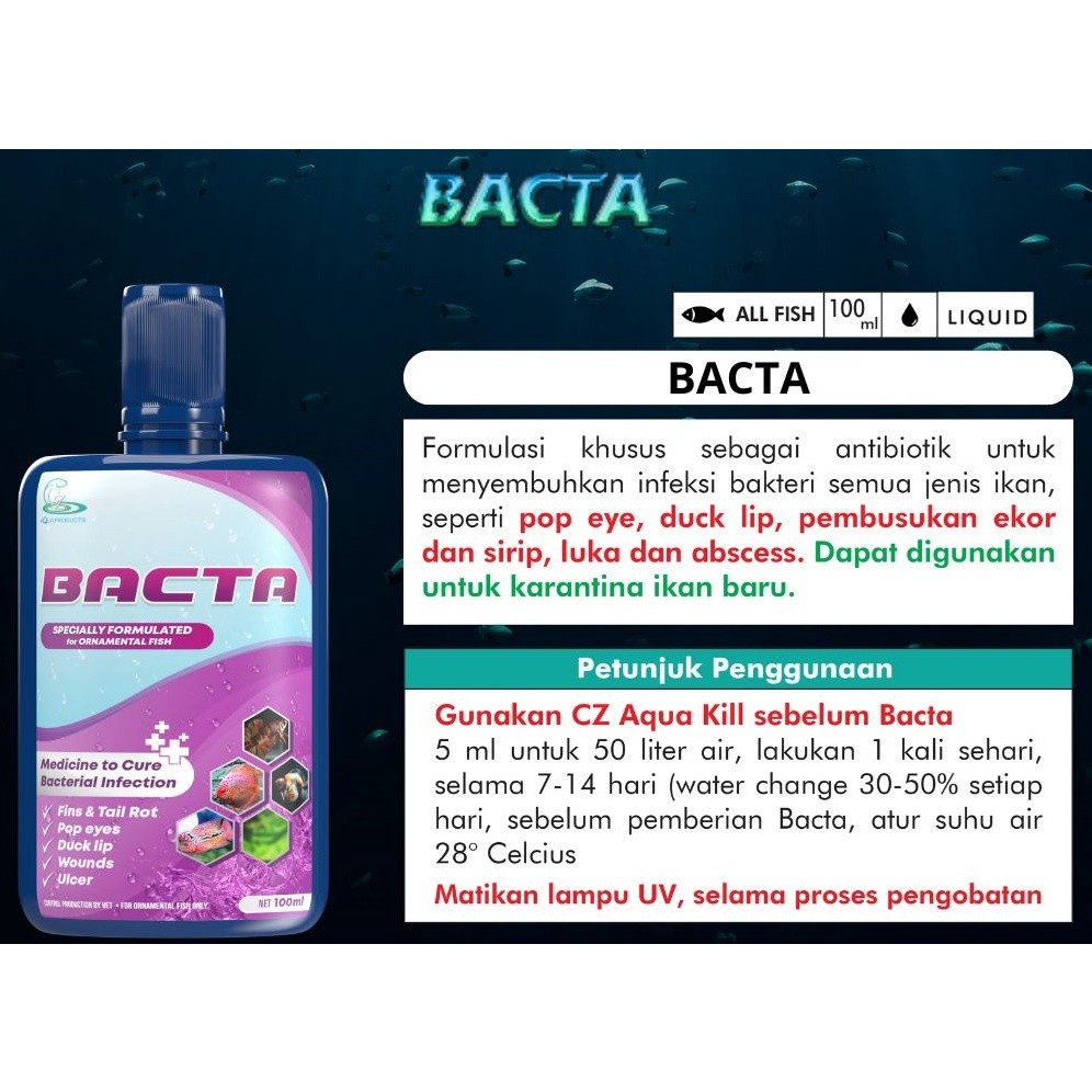 Jual Bacta 100ml Antitik Infeksi Bakteri untuk ikan koi koki hias ...