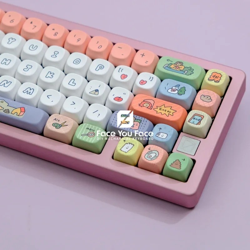 Jual GMK Smiling Face Keycaps PBT Dye Sublimation Key Cap 129 Keys MOA ...