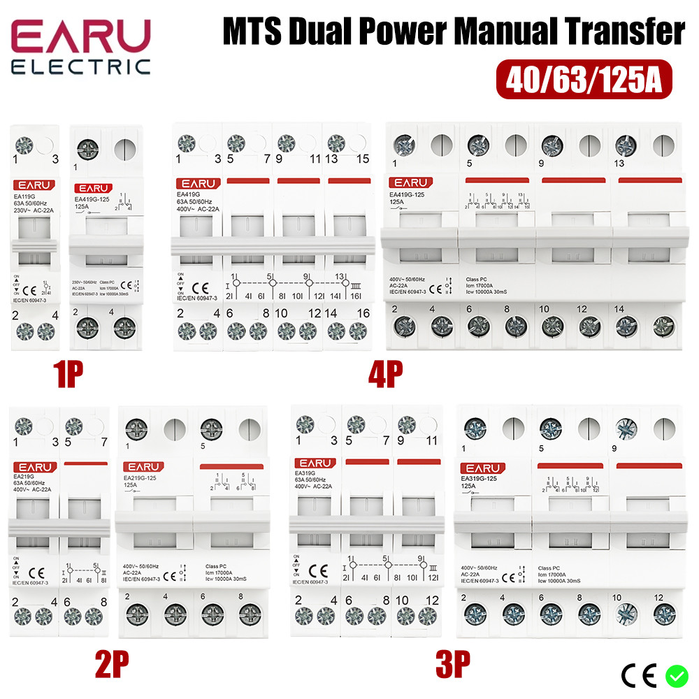 Jual NEW 40A 63A 125A 1P 2P 3P 4P Din Rail Modular MTS Dual Power ...
